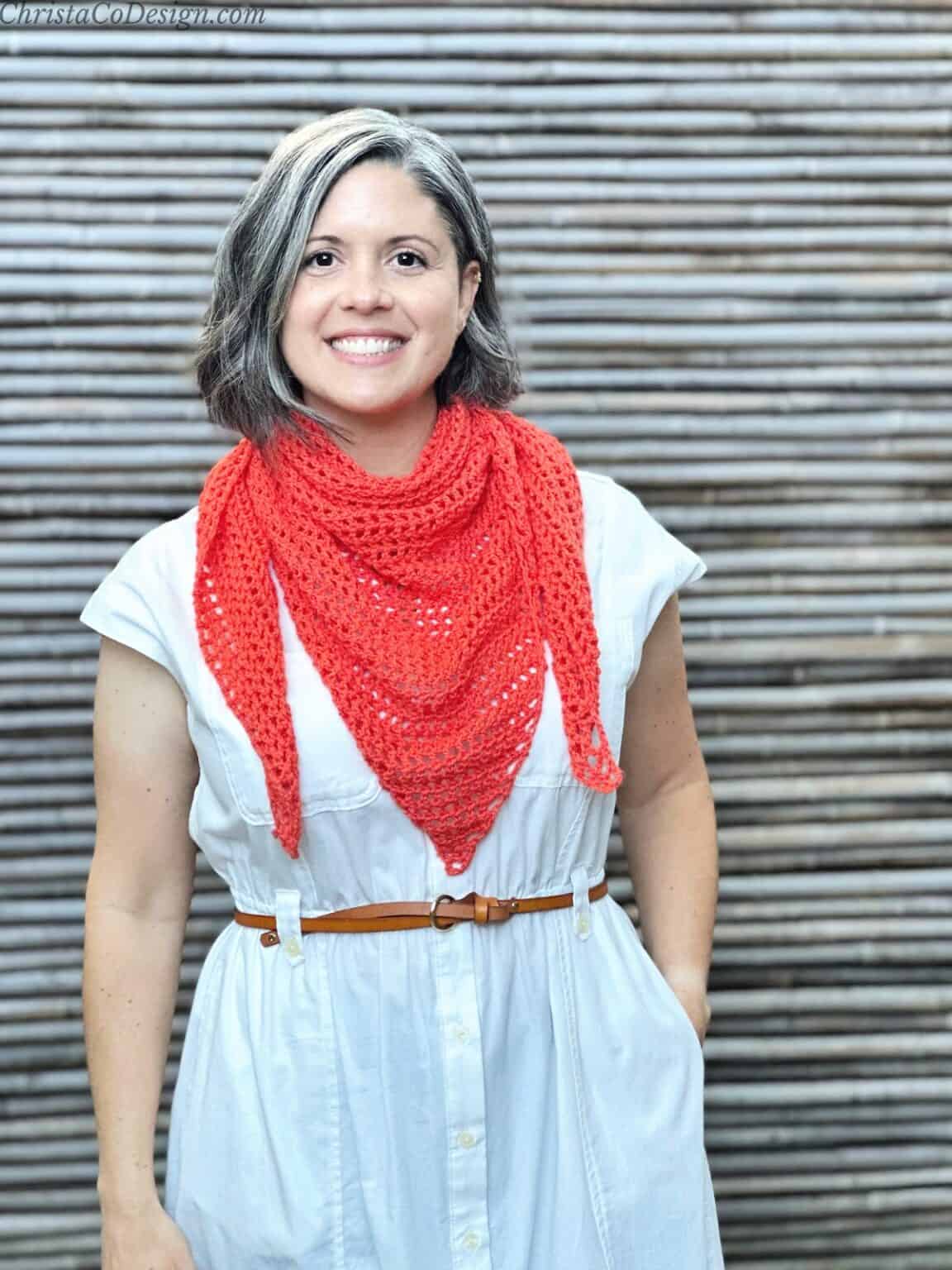 An Easy Crochet Mesh Triangle Shawl Pattern + Video - ChristaCoDesign