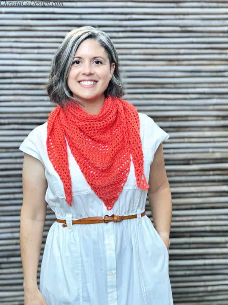 An Easy Crochet Mesh Triangle Shawl Pattern + Video - ChristaCoDesign