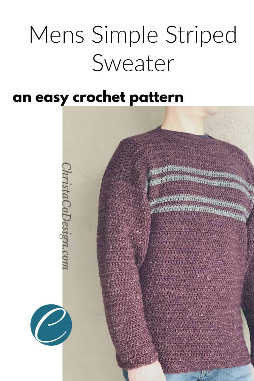 Men's Simple Striped Sweater a Free Crochet Pattern - ChristaCoDesign