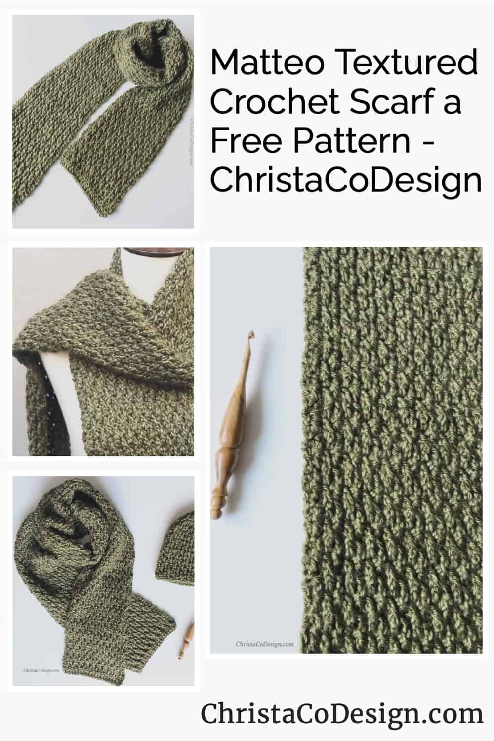Textured Crochet Scarf Pattern | Matteo Scarf - ChristaCoDesign