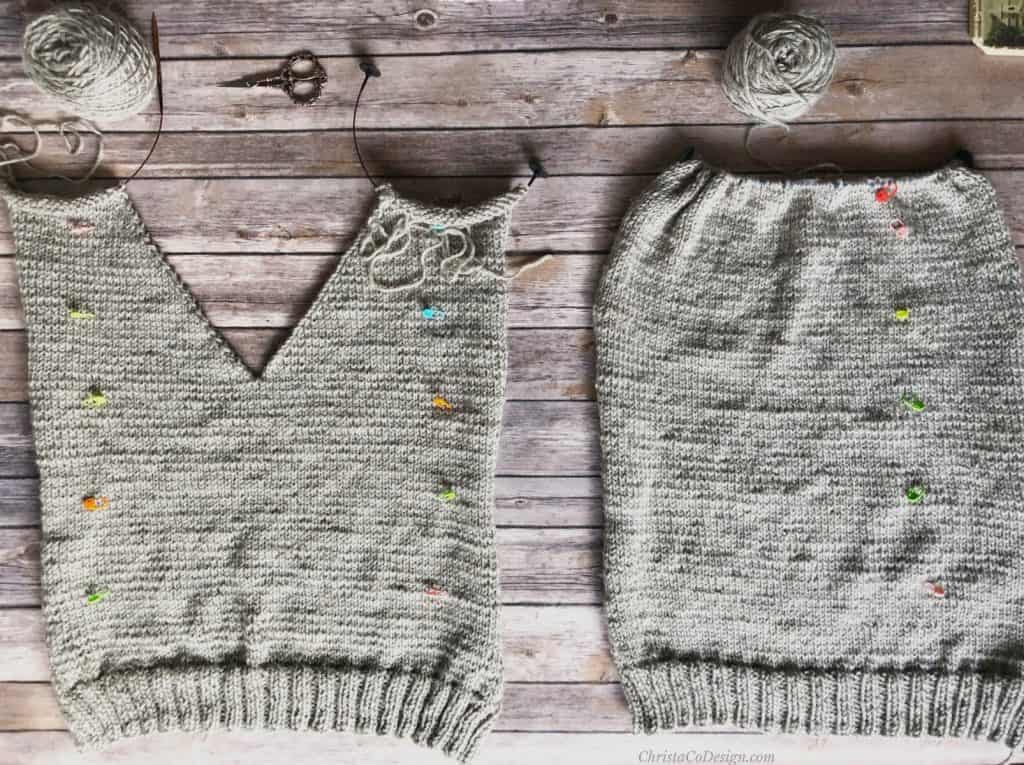 Elena V-Neck Sweater Knitting Pattern for Beginners - ChristaCoDesign