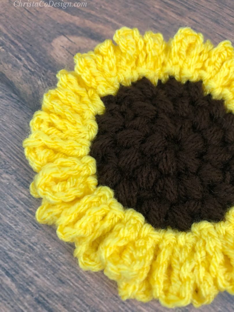 Crochet Sunflower Applique Free Pattern - ChristaCoDesign