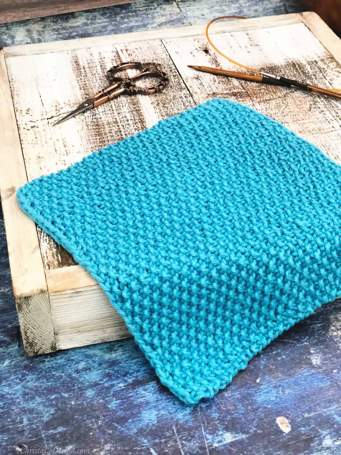 Free Seed Stitch Dishcloth Beginner Knitting Pattern - ChristaCoDesign