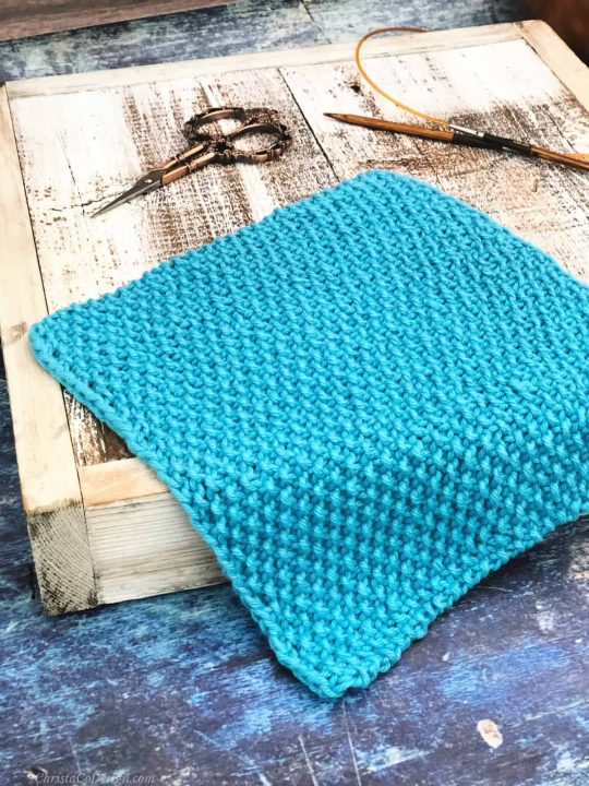 Free Seed Stitch Dishcloth Beginner Knitting Pattern - ChristaCoDesign