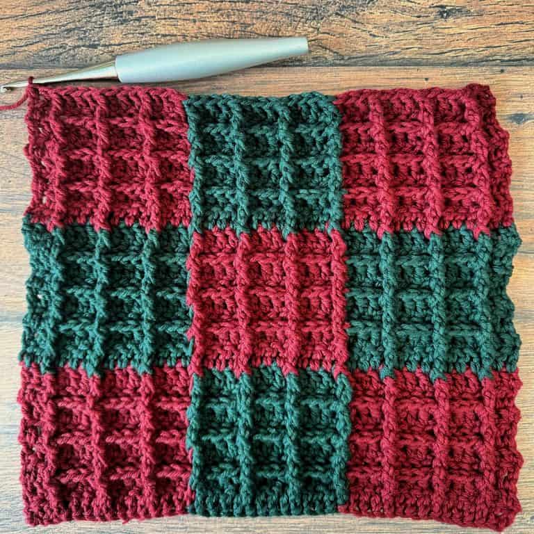 Plaid Waffle Stitch Dishcloth Crochet Pattern - ChristaCoDesign