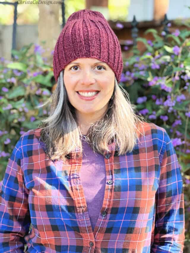 Easy Ribbed Beanie In 2x2 Rib Hat Knitting Pattern - ChristaCoDesign