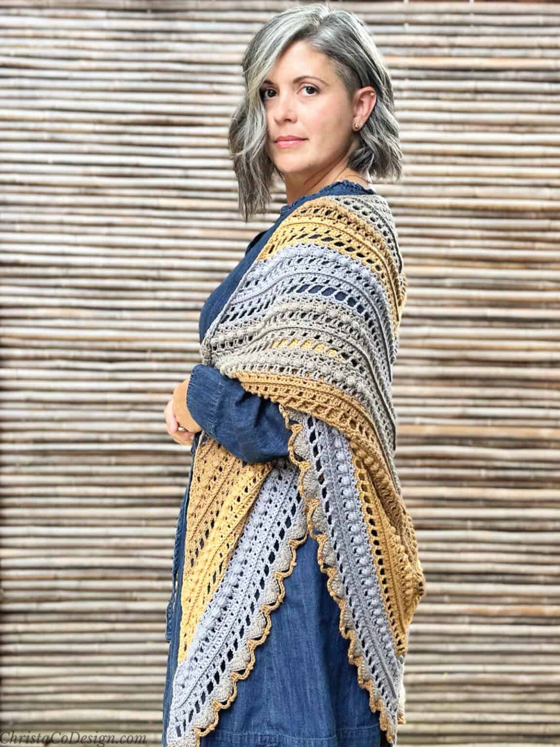 Triangle Shawl Crochet Pattern In Lightweight Yarn - ChristaCoDesign