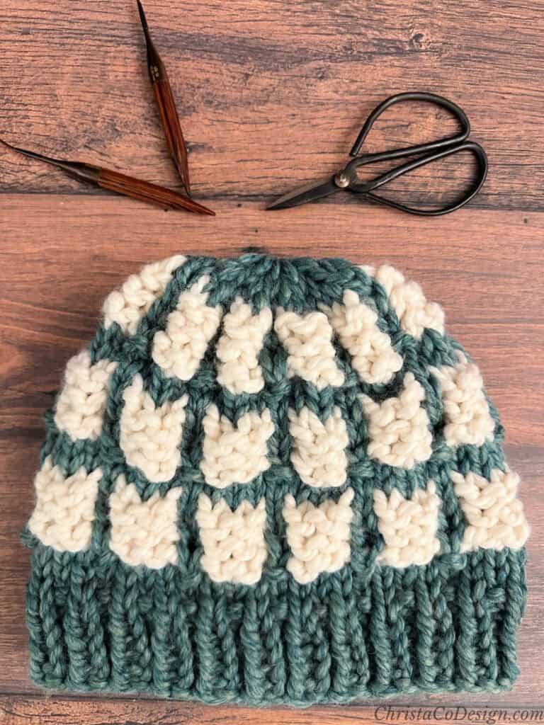 Superbulky Knit Hat Pattern In Two Colors Mattone Hat - ChristaCoDesign