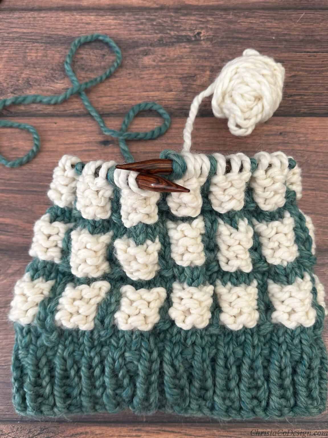 Superbulky Knit Hat Pattern In Two Colors Mattone Hat - ChristaCoDesign