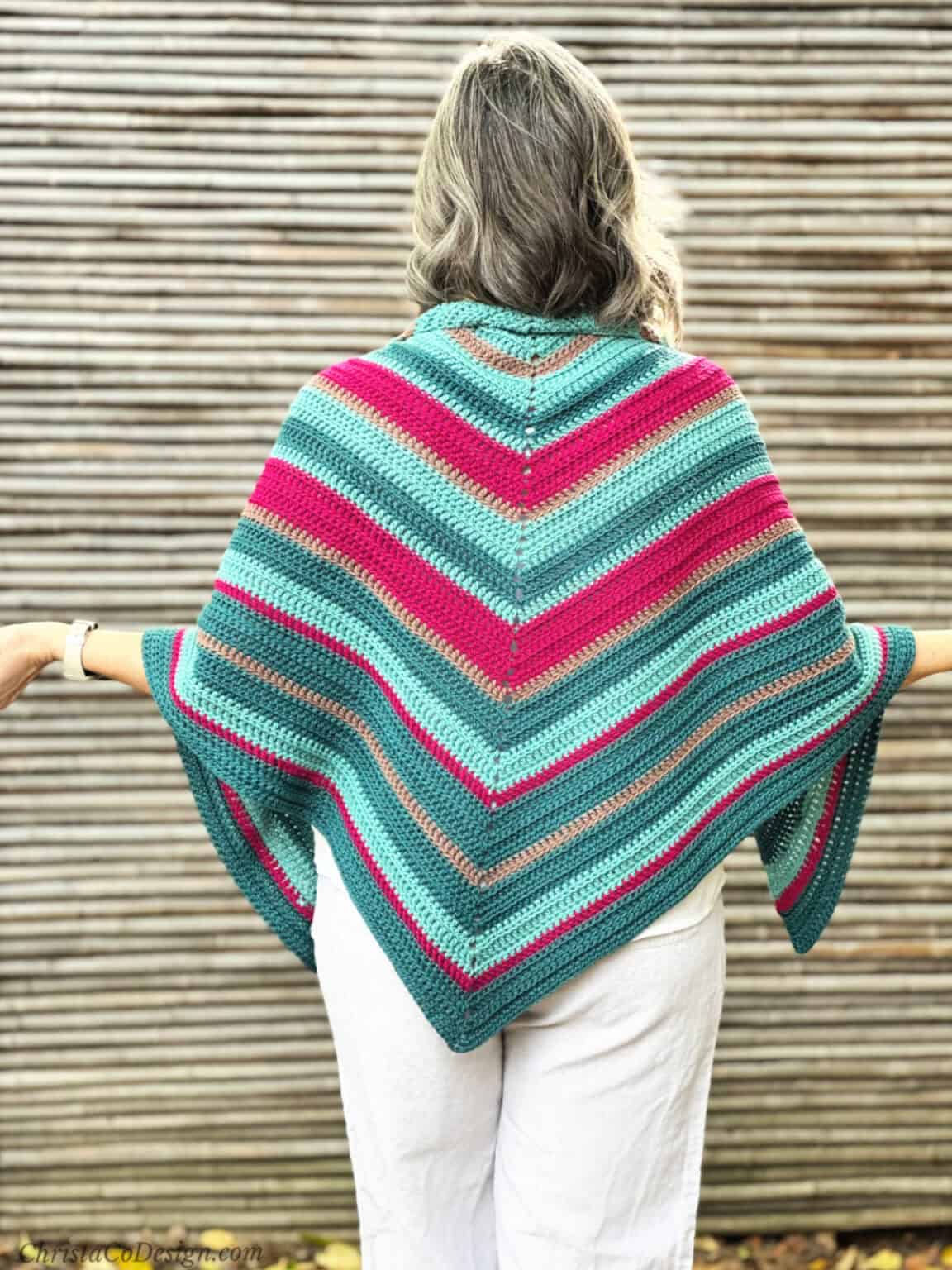 Textured Stripes Top Down Triangle Shawl Pattern - ChristaCoDesign