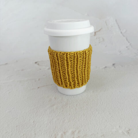 How To Knit Ribbed Cup Cozy In The Round - ChristaCoDesign
